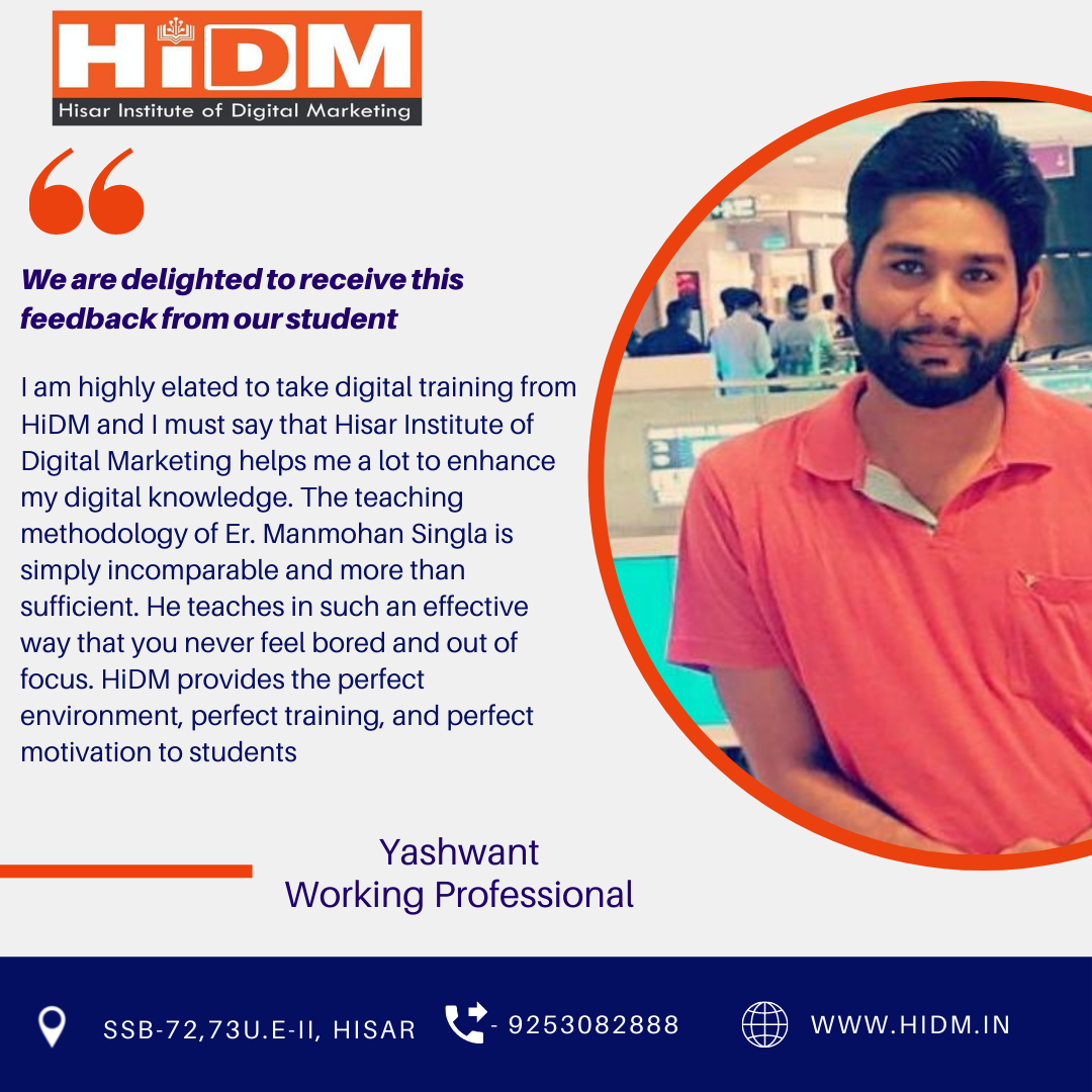 Student's Testimonial - HiDM - Hisar Institute of Digital Marketing